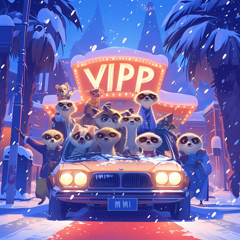 Elegant Movie Premiere with VIP Mascots Stock Illustration ...