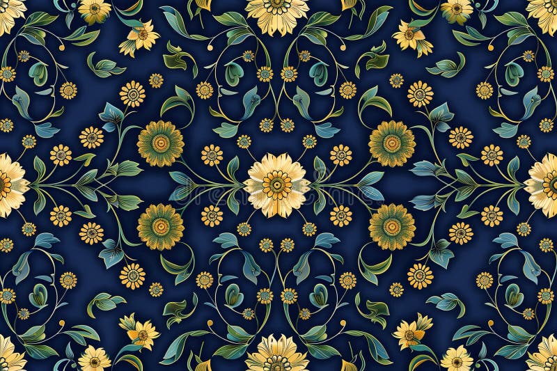 Elegant Mughal Pattern Featuring Intricate Floral and Vine Elements in ...