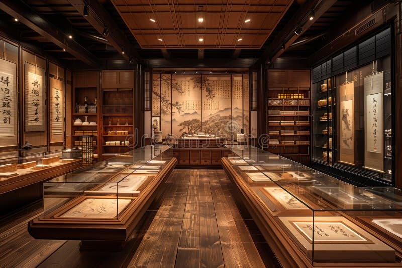 An Elegant Museum Interior Featuring Traditional Artifacts and ...
