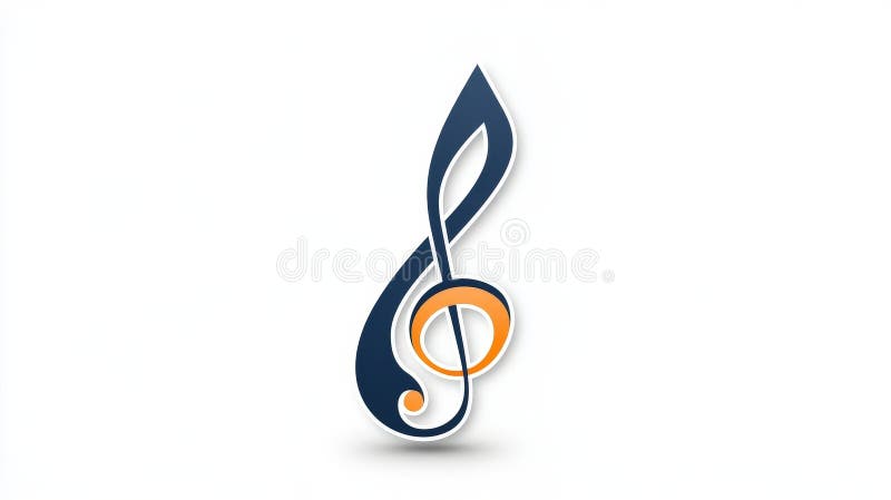 Elegant Music Note Design with Blue and Orange Colors on White ...