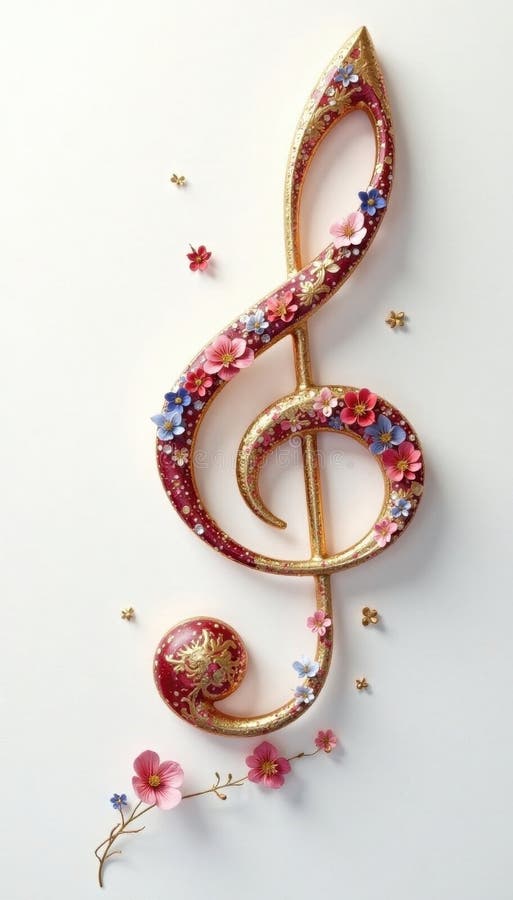 Elegant Musical Notes Forming a Melody on Pristine White Background ...