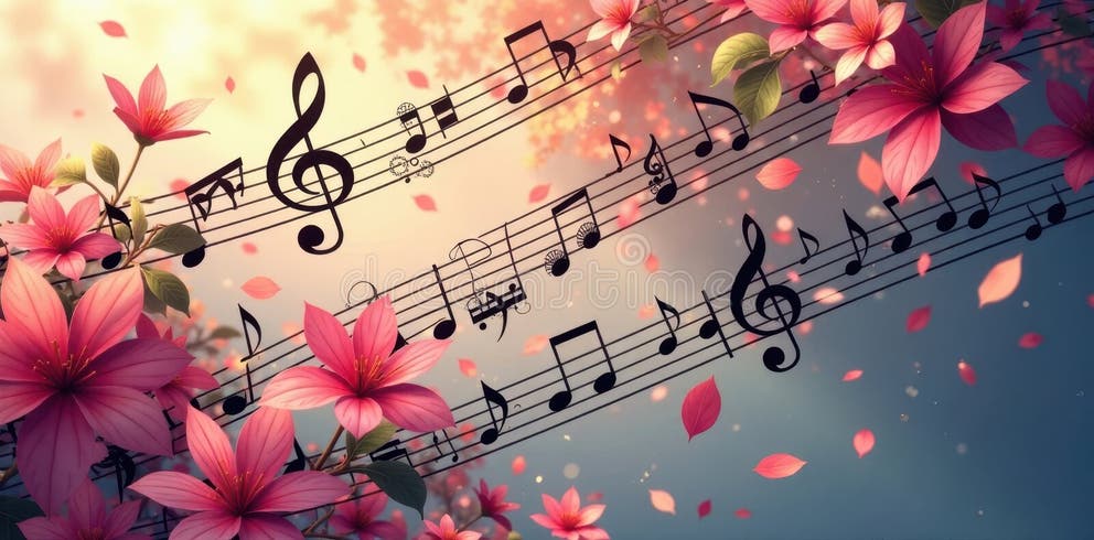 Elegant Musical Notes Staff Backdrop, Repeating Vector Design, Backdrop ...