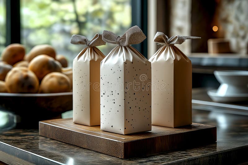 Elegant Natural Packaging Features Three Uniquely Designed Boxes on a ...