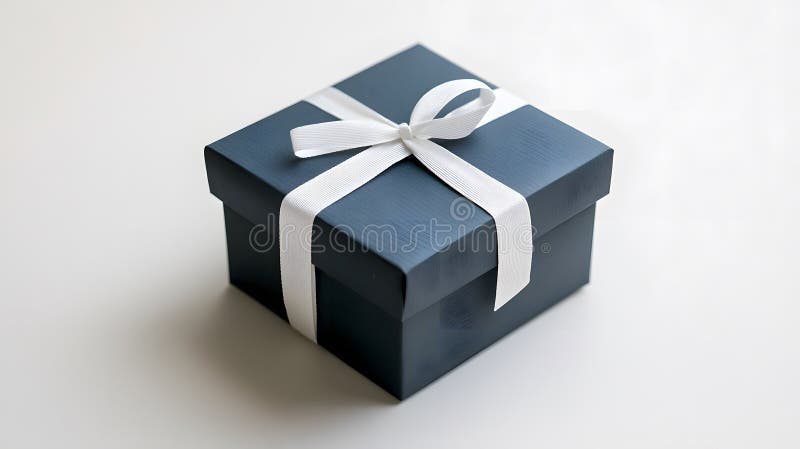 Navy Blue Gift Box with Gold Ribbon Bow for Elegant Holiday Gifting ...
