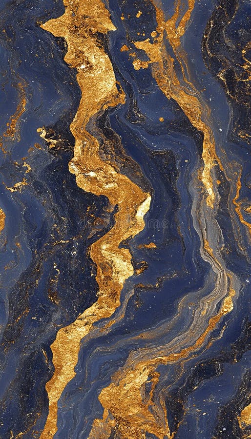 Elegant Navy Blue Marble Texture with Golden Veins, Luxury Background ...