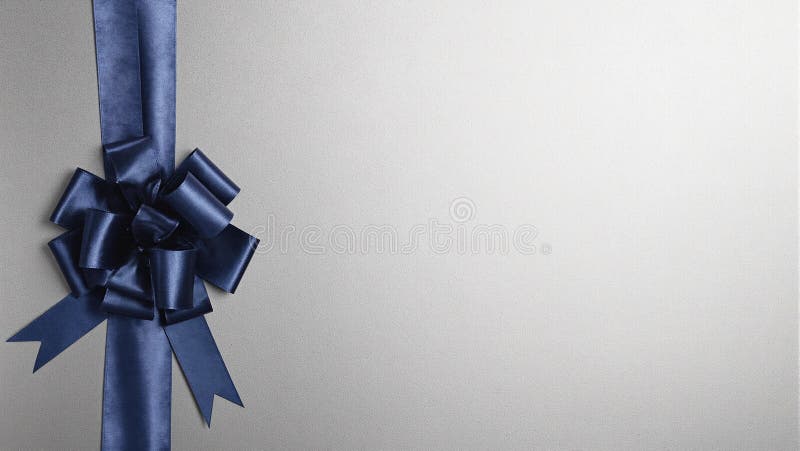 Elegant Navy Blue Ribbon and Bow on Silver Gray Surface Stock ...
