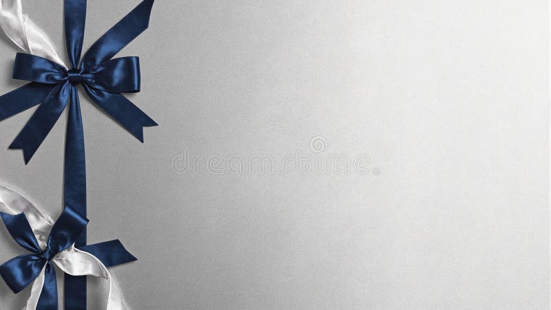 Elegant Navy Blue Ribbon and Bow on Silver Gray Surface Stock ...