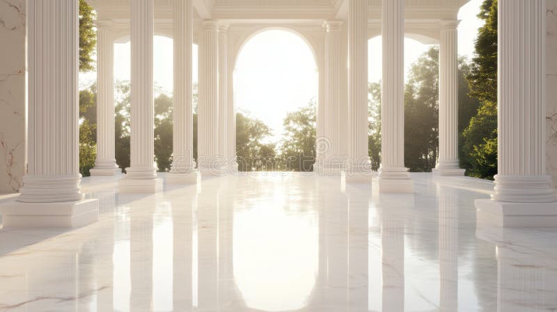 Elegant Neoclassical Hallway with Grand Columns Stock Image - Image of ...
