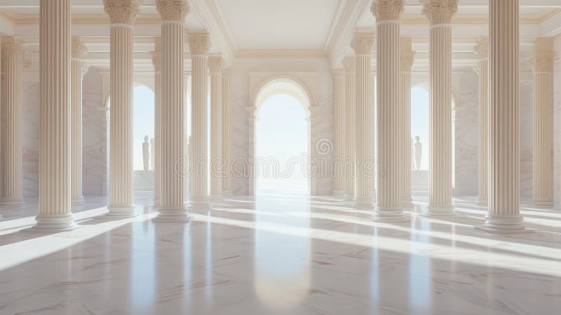 Elegant Neoclassical Hallway with Grand Columns Stock Photo - Image of ...