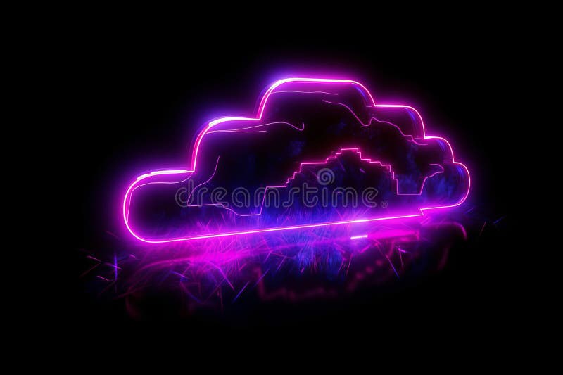 Elegant Neon Cloud Icon: the Perfect Representation of Cloud Computing ...