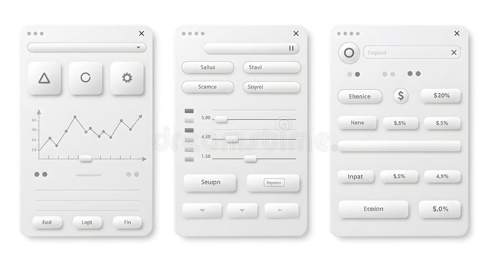 Elegant Neumorphic UI Design Elements for Modern Application Interface ...