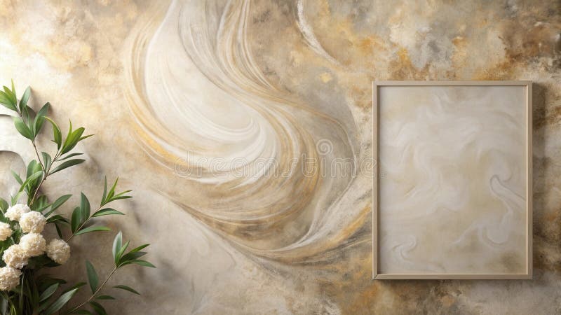 Elegant Neutral Backdrop with Frame and Floral Arrangement. Generative ...