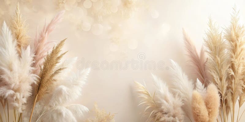 Elegant Neutral Pampas Grass Arrangement on Beige Background ...