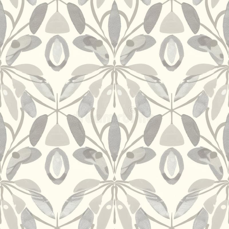 Elegant Neutral Tone Botanical Pattern Wallpaper Design Stock Photo ...