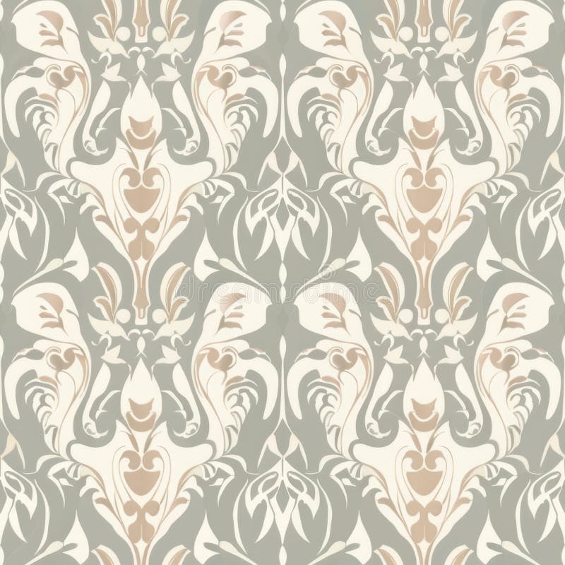 Elegant Neutral Toned Floral Wallpaper Design Stock Image - Image of ...