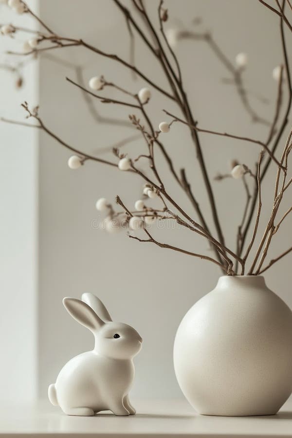 Elegant Nordic Easter Decor Featuring a Minimalist White Bunny and ...
