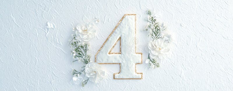 Elegant Number 4 with Soft Shadow Play, Classic Calligraphy Style on ...