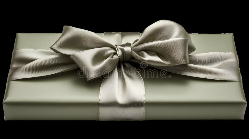 Elegant Olive Green Gift Box with Satin Silver Ribbon Bow Stock Image ...