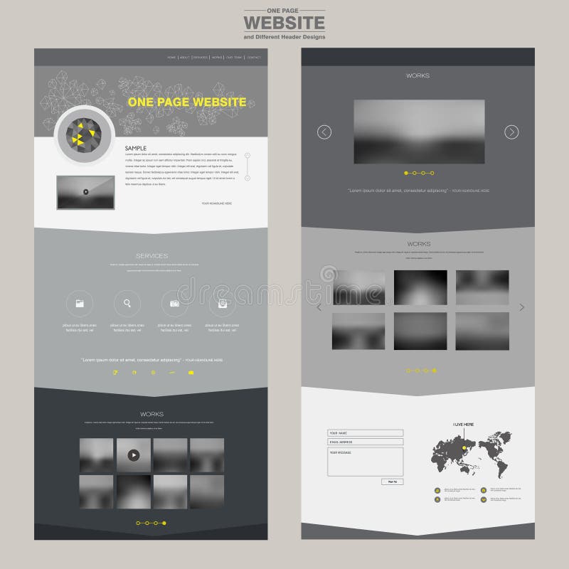 Elegant One Page Website Design Template Stock Vector - Illustration of ...