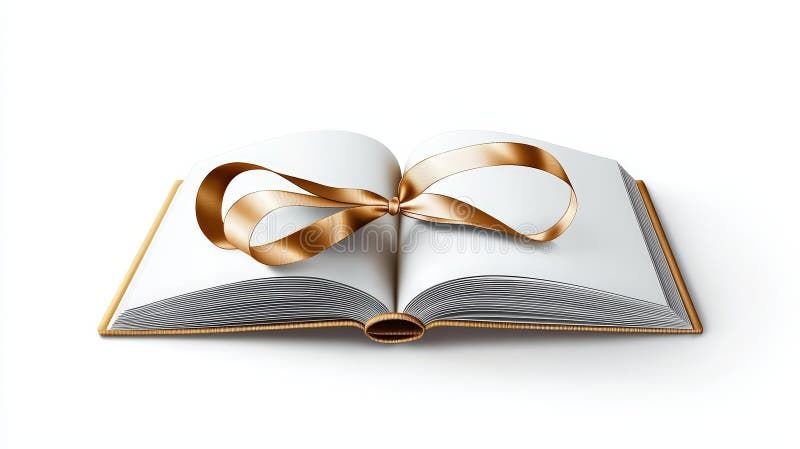 An Elegant Open Book Adorned with a Luxurious Golden Ribbon Symbolizing ...