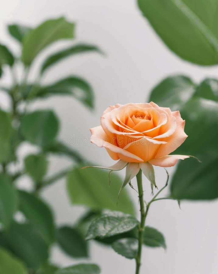 Elegant Orange Rose with Lush Green Background. Stock Photo - Image of ...