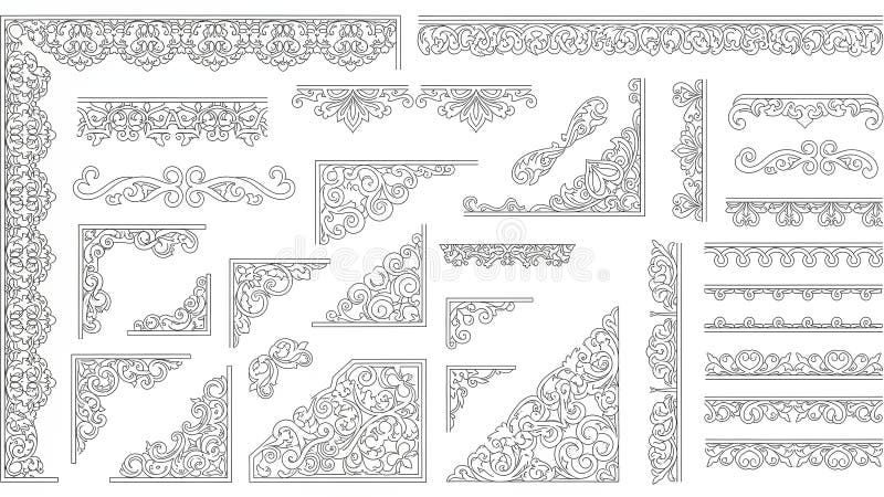 Elegant Ornate Borders, Corners, and Dividers Vector Set Stock Vector ...