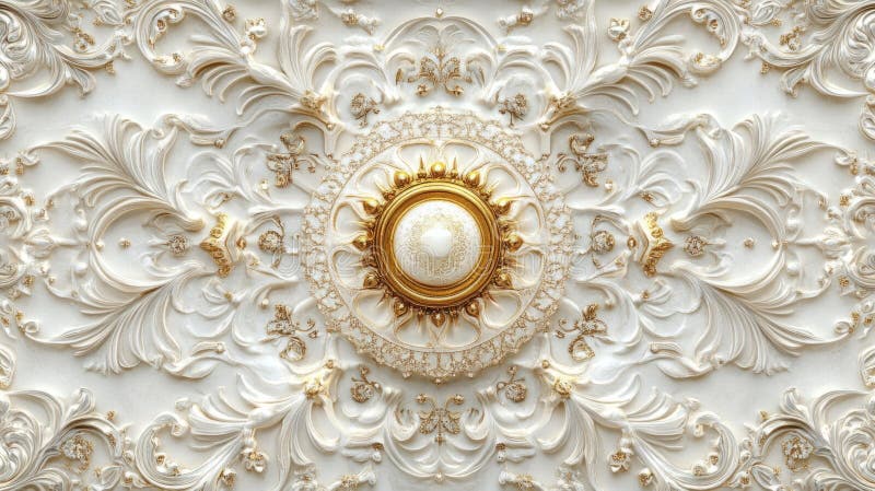 Elegant Ornate Ceiling Design with Gold Accents Stock Illustration ...