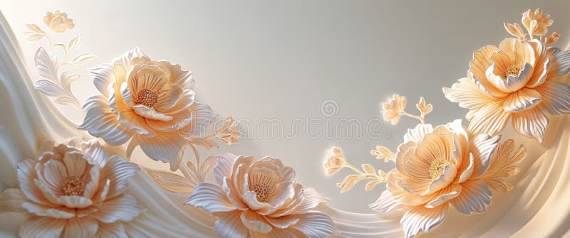 Elegant Ornate Floral Embossed Design on Soft Cream Background Stock ...
