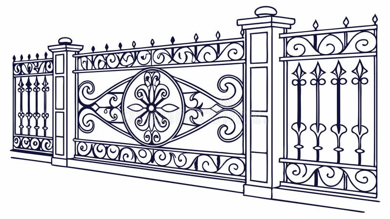 Elegant Ornate Gate Section, Classic Architectural Detail, Vector ...