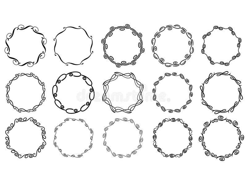 49 Vintage Round Borders. Set with Circle Frames. Stock Vector ...