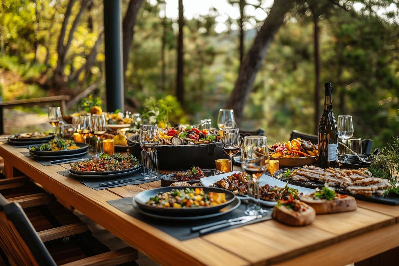 Elegant Outdoor Dining Experience with Rustic Charm and Delightful ...