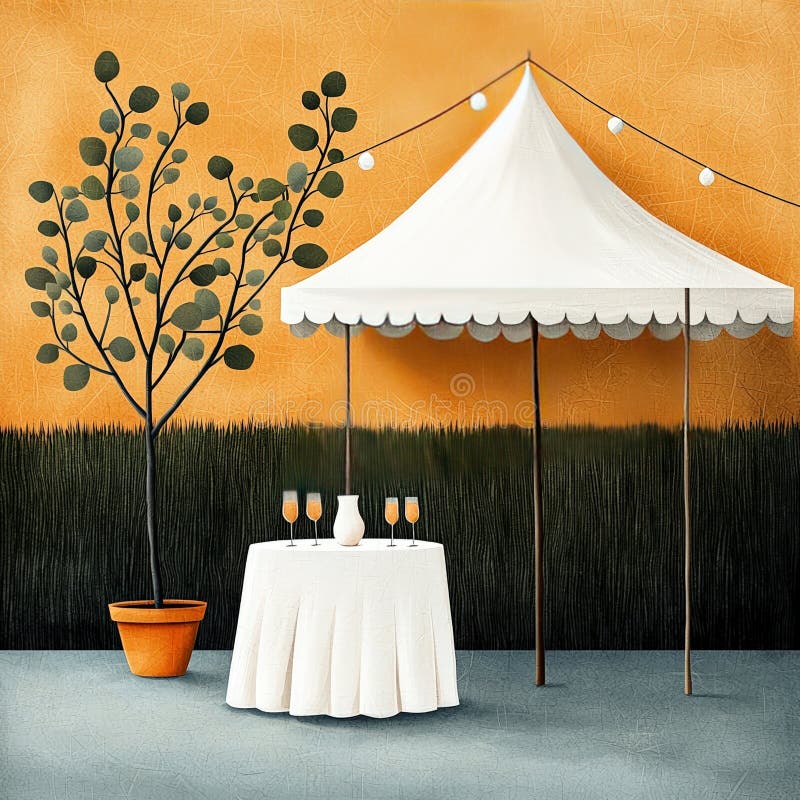 Elegant Outdoor Party Setup with Drinks Stock Illustration ...