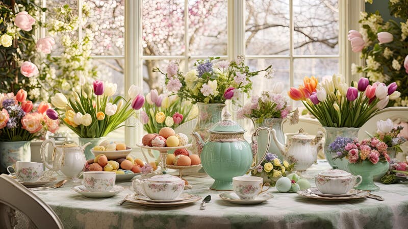 Elegant Outdoor Tea Party Setup Stock Illustration - Illustration of ...