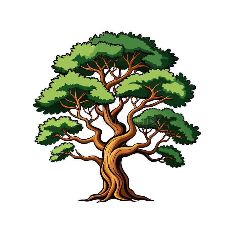 Elegant Outline of Juniper Tree Stock Photo - Illustration of isolated ...