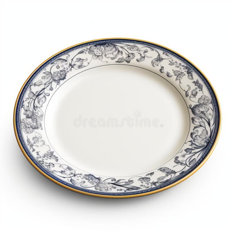 Elegant Oval-shaped Plate with Classic Floral Pattern Design Stock ...