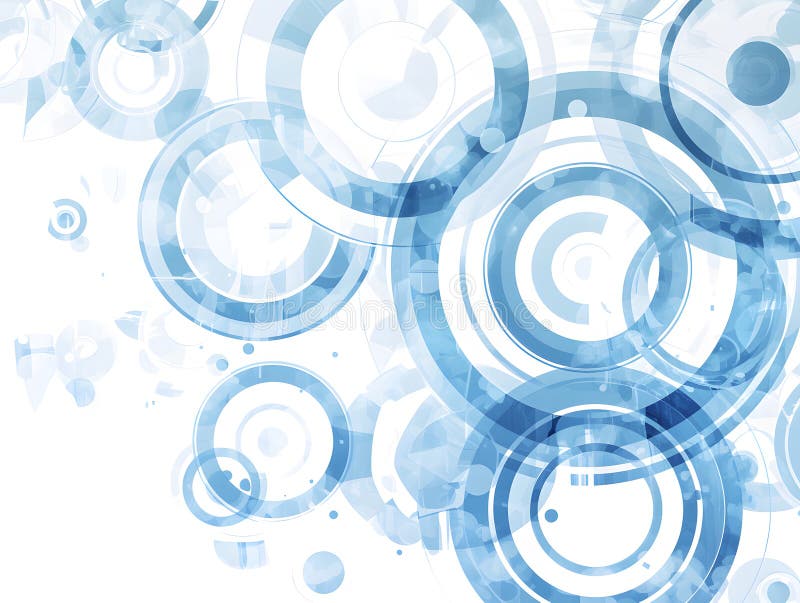 Elegant Overlapping Circles in Blue and White Tones Stock Illustration ...