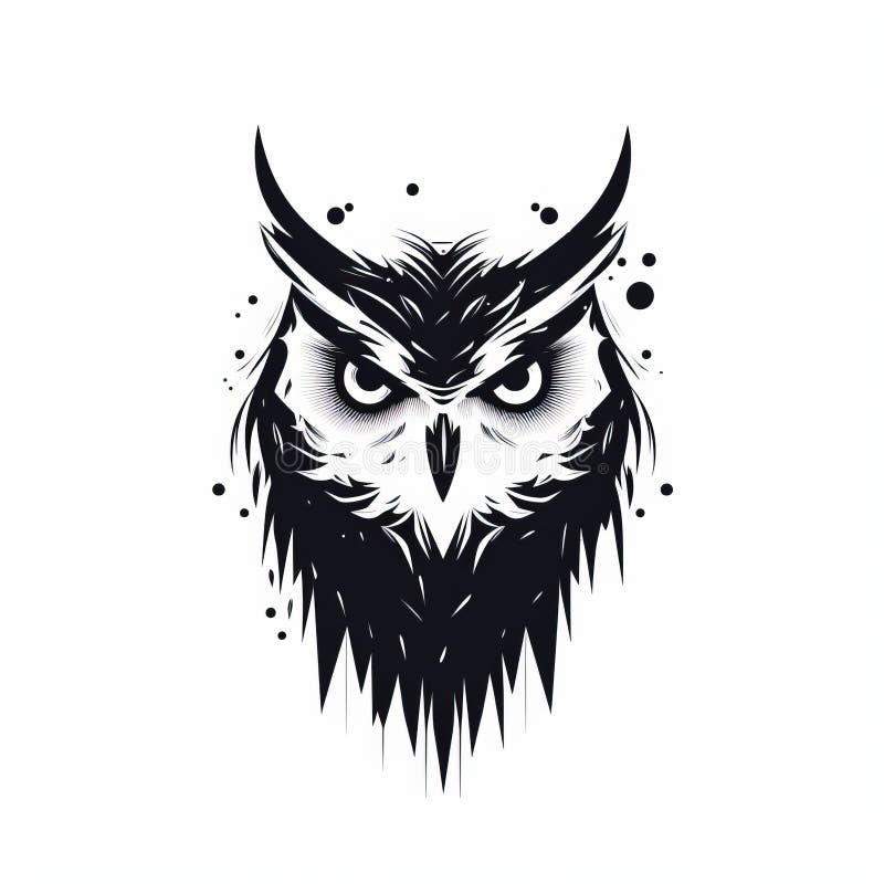 Elegant Owl Tattoo Illustration with Splash Patterns and Negative Space ...
