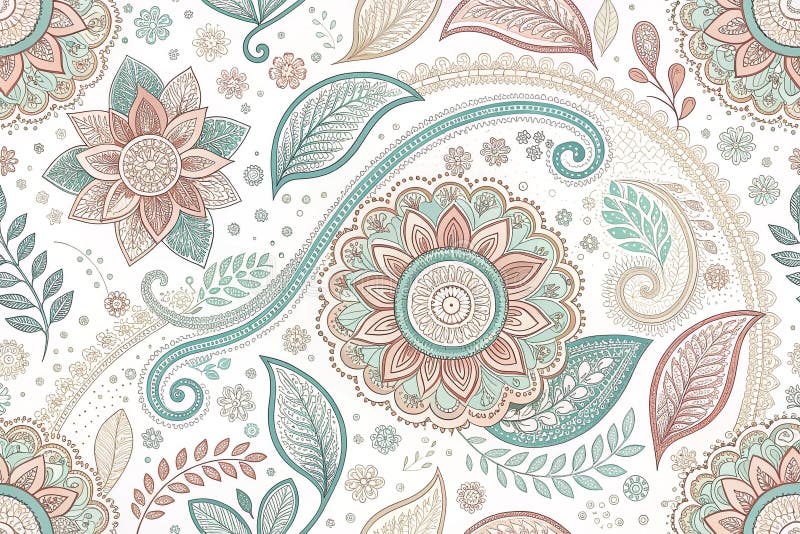 Elegant Paisley Floral Seamless Pattern Stock Illustration ...