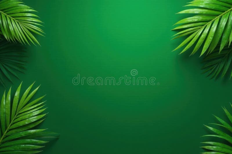 Elegant Palm Leaf Vertical Border on Green Background , Simple ...