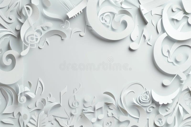 Elegant Paper Cut Musical Notes Background - Artistic Design for Print ...