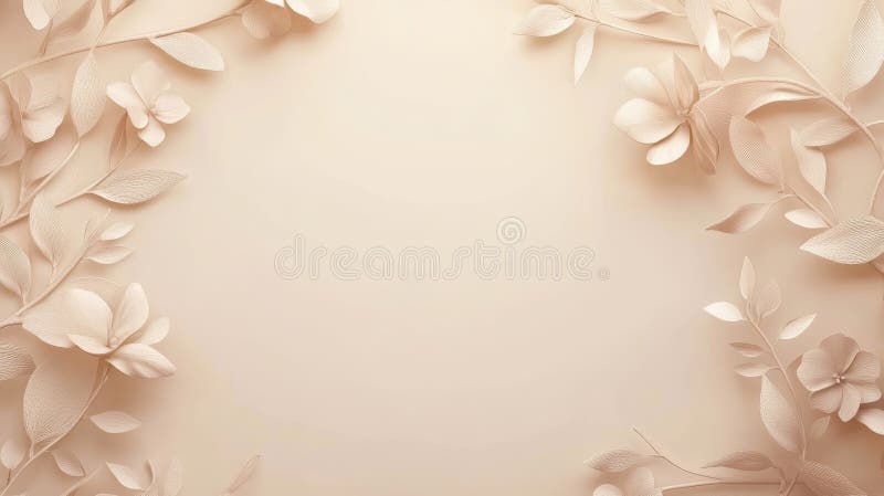 Elegant Paper Flowers and Leaves Create a Soft, Neutral Frame, Perfect ...