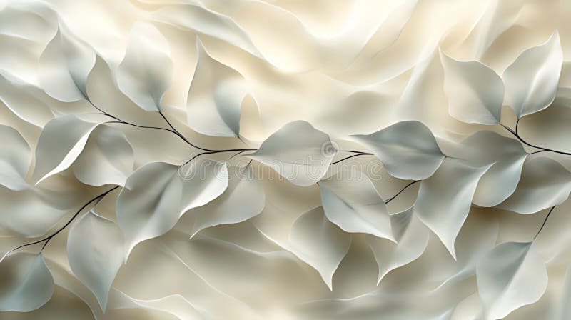 Elegant Paper Leaves on Silk Background, Design Texture, Wall Art Stock ...