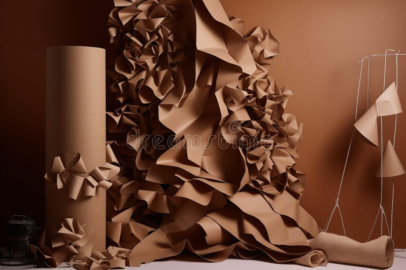 Elegant Paper Sculpture in Mocha Mousse Hue. Stock Illustration ...