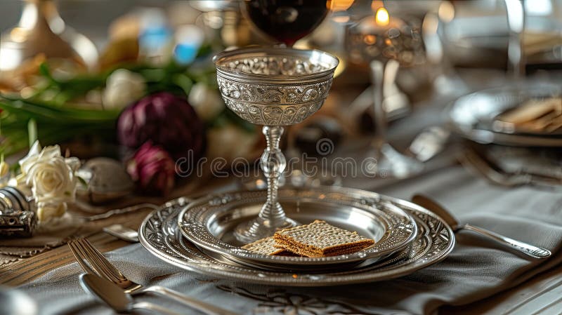 Elegant Passover Table Setting Stock Illustration - Illustration of ...