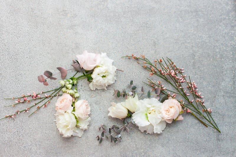 Elegant Pastel Colored Flowers on Grey Stone Background, Copy Space ...