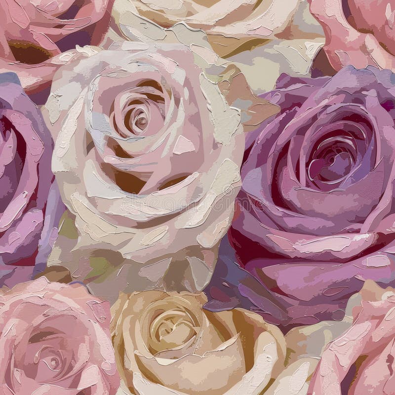 Elegant Pastel Colored Roses Digital Artwork for Modern Decor Stock ...