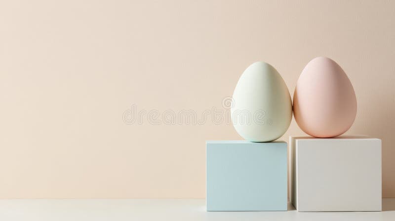 Elegant Pastel Eggs Resting on Decorative Blocks in a Minimalist ...