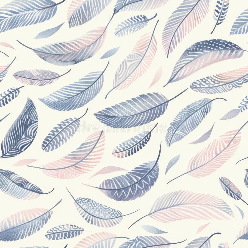 Elegant Pastel Feather Pattern for Tranquil Design Backgrounds Stock ...