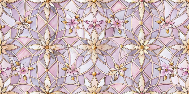 Elegant Pastel Floral Design with Geometric Latticework in a Repeating ...
