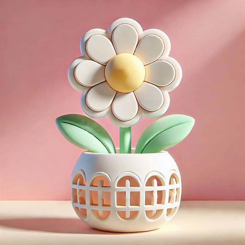 Elegant Pastel Flower Pot with Intricate Details. AI Generated Image ...